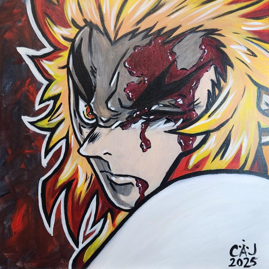 The Flame Hashira - Epic Demon Slayer Painting - Digital Print Download ...