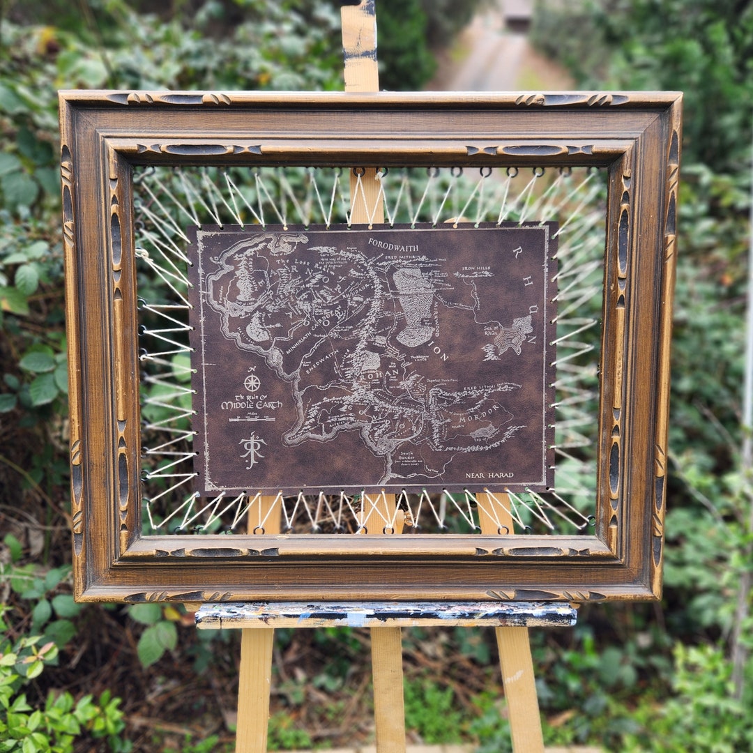 Middle-earth Gold Foil Laser Etched Leatherette Map Perfect for the Tolkien Fan That Has ...