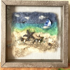 Needle Felted Wool Painting Beach - Etsy