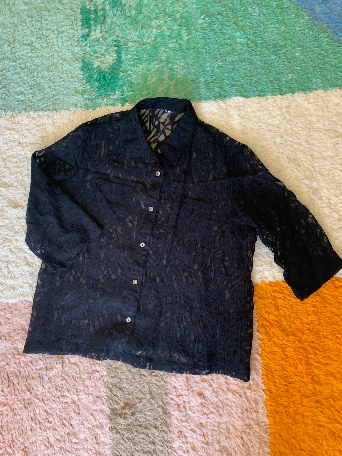 Retro 90s See Through Oversized Button up Shirt - Etsy