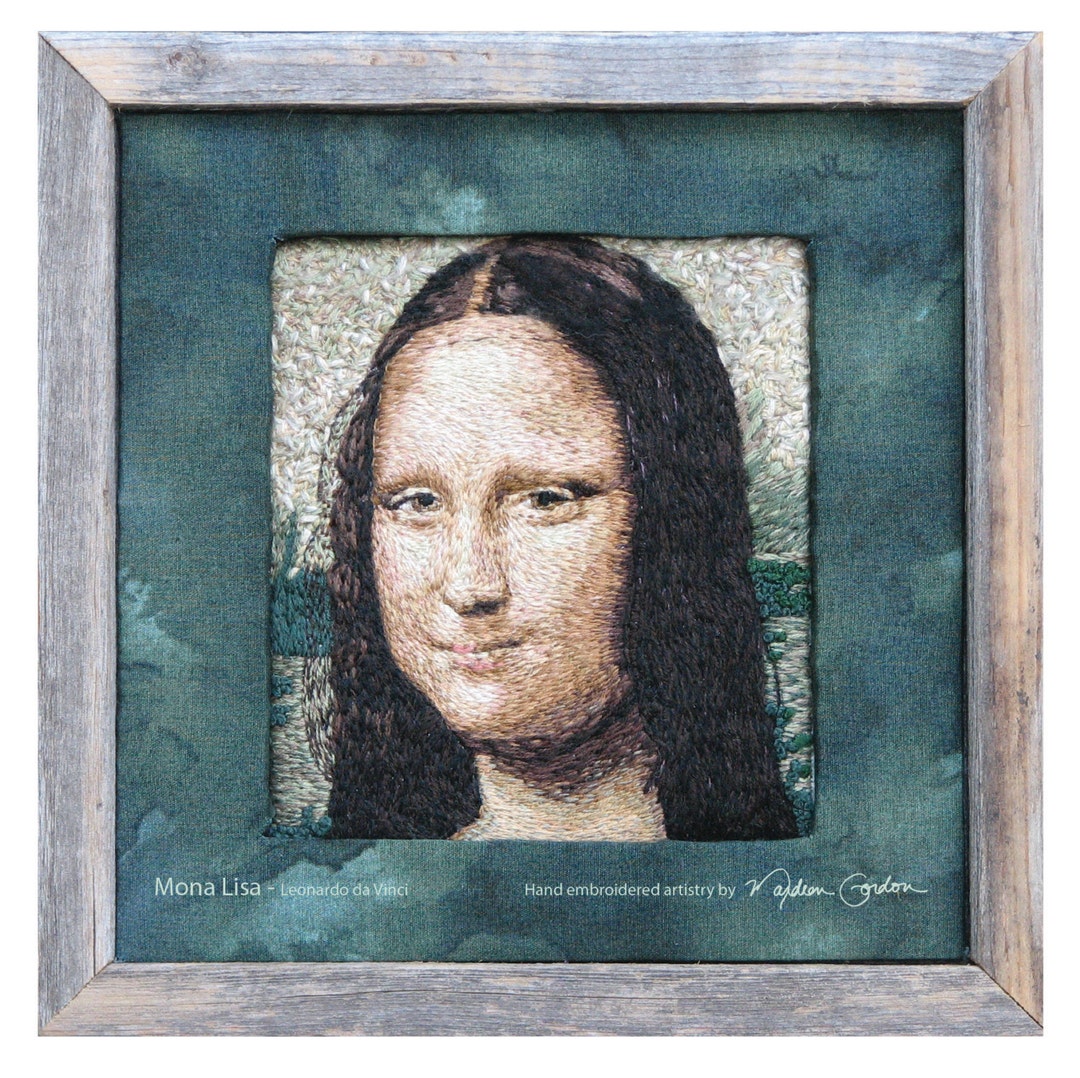Mona Lisa, Leonardo Da Vinci, Print, of Hand Embroidered Original, on ...
