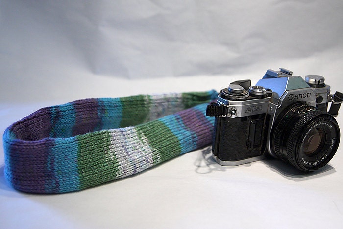 Knit Camera Strap Cover, Turquoise, Blue, Green, Purple, White, Boho ...