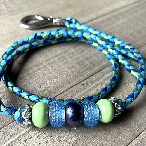 Kangaroo Leather Black & Turquoise Dog Show Lead - Etsy