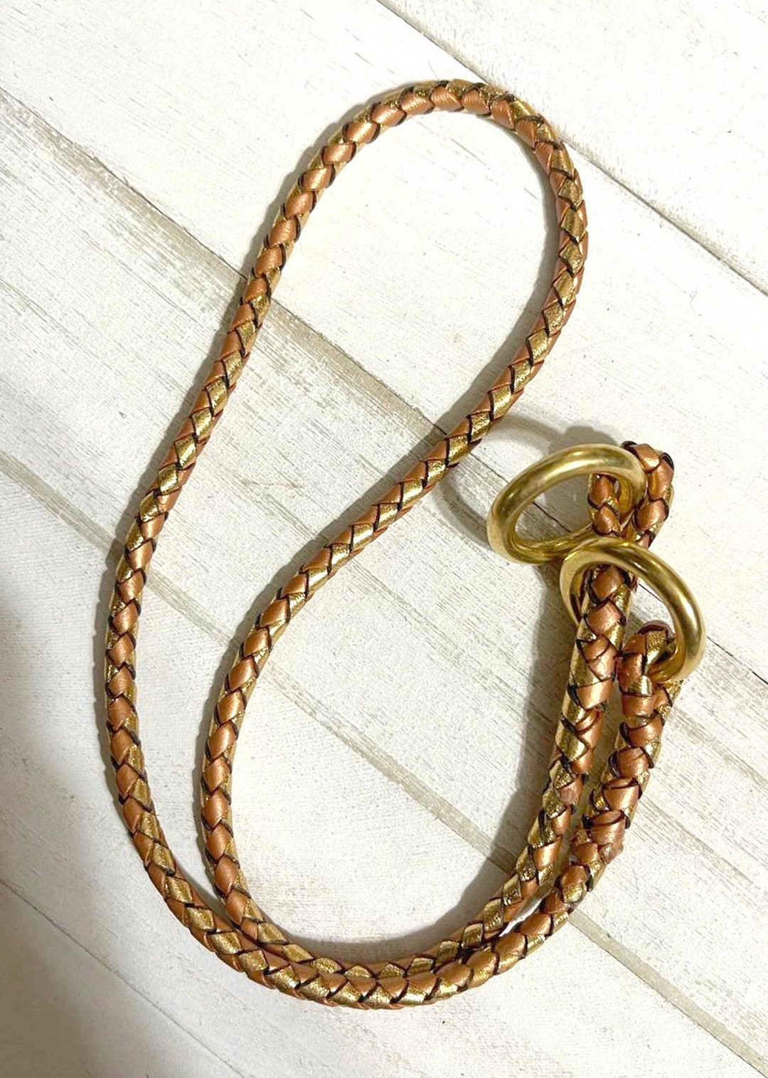 Kangaroo Braided Dog Slip Collar, Metallic Gold & Copper - Etsy