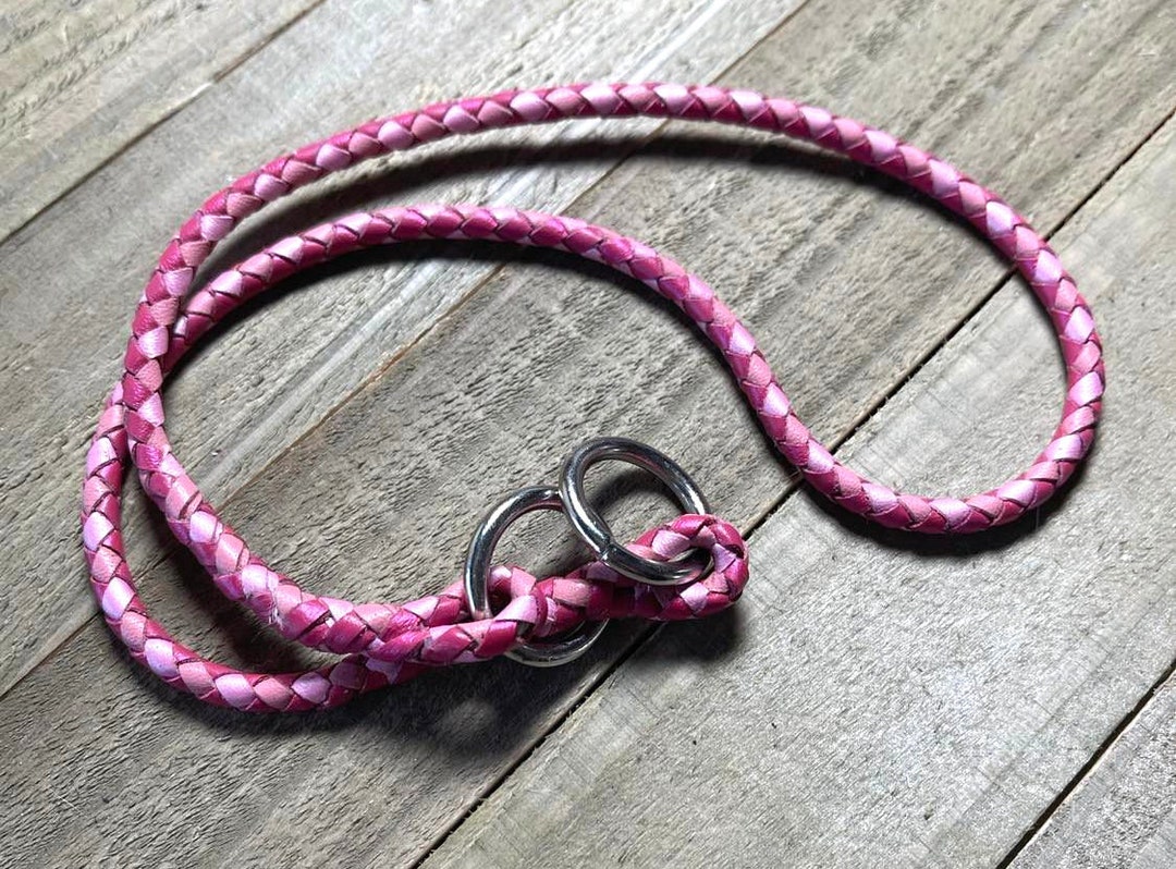 Kangaroo Leather Braided Dog Slip Collar, Custom Pink Colors - Etsy