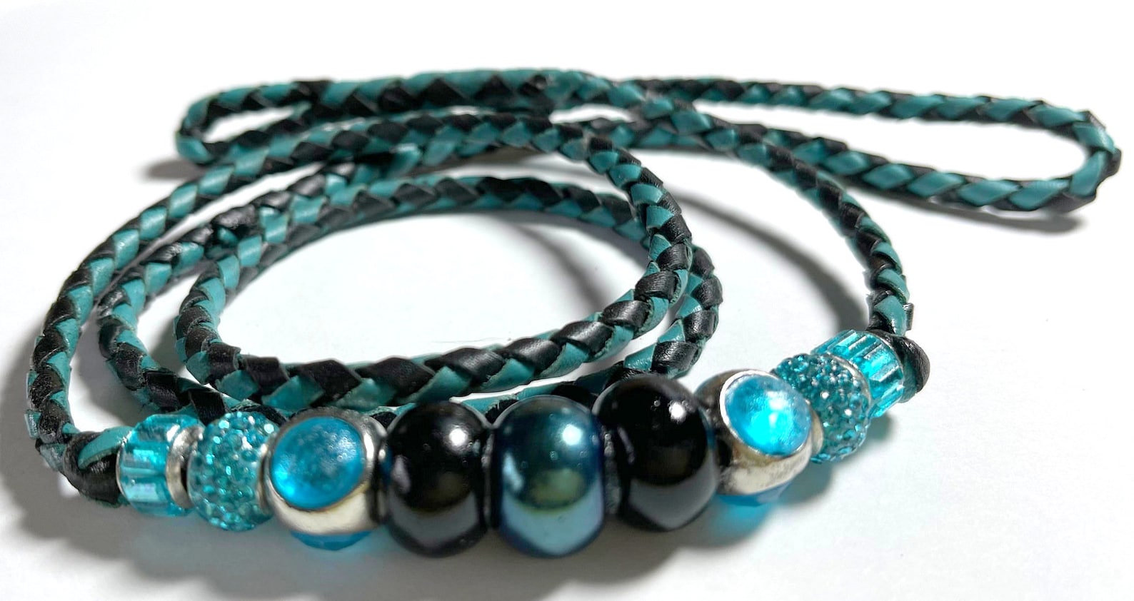 Kangaroo Leather Black & Turquoise Dog Show Lead - Etsy