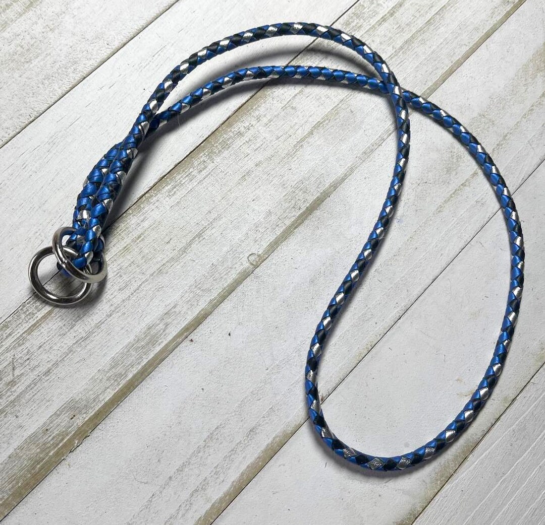 Kangaroo Braided Dog Slip Collar With Custom Colors, Silver, Navy Blue ...