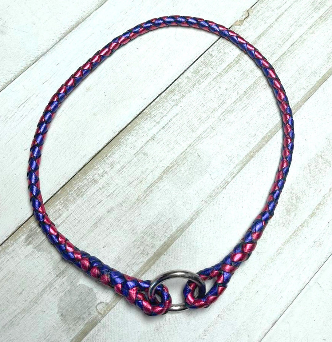 Kangaroo Leather Braided Dog Collar, Fixed I/d,house Collar, Custom ...