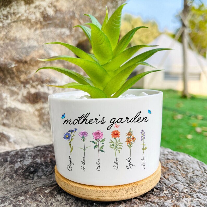 Personalized Birth Flower Planter Pot, Custom Plant Pot, Multiple ...