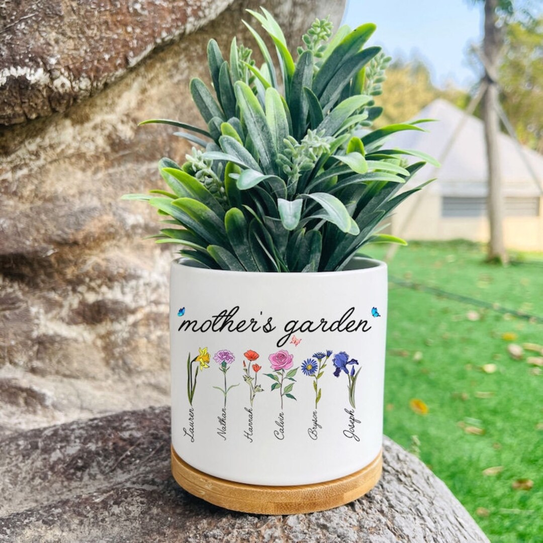 Personalized Birth Flower Planter Pot, Custom Plant Pot, Multiple ...