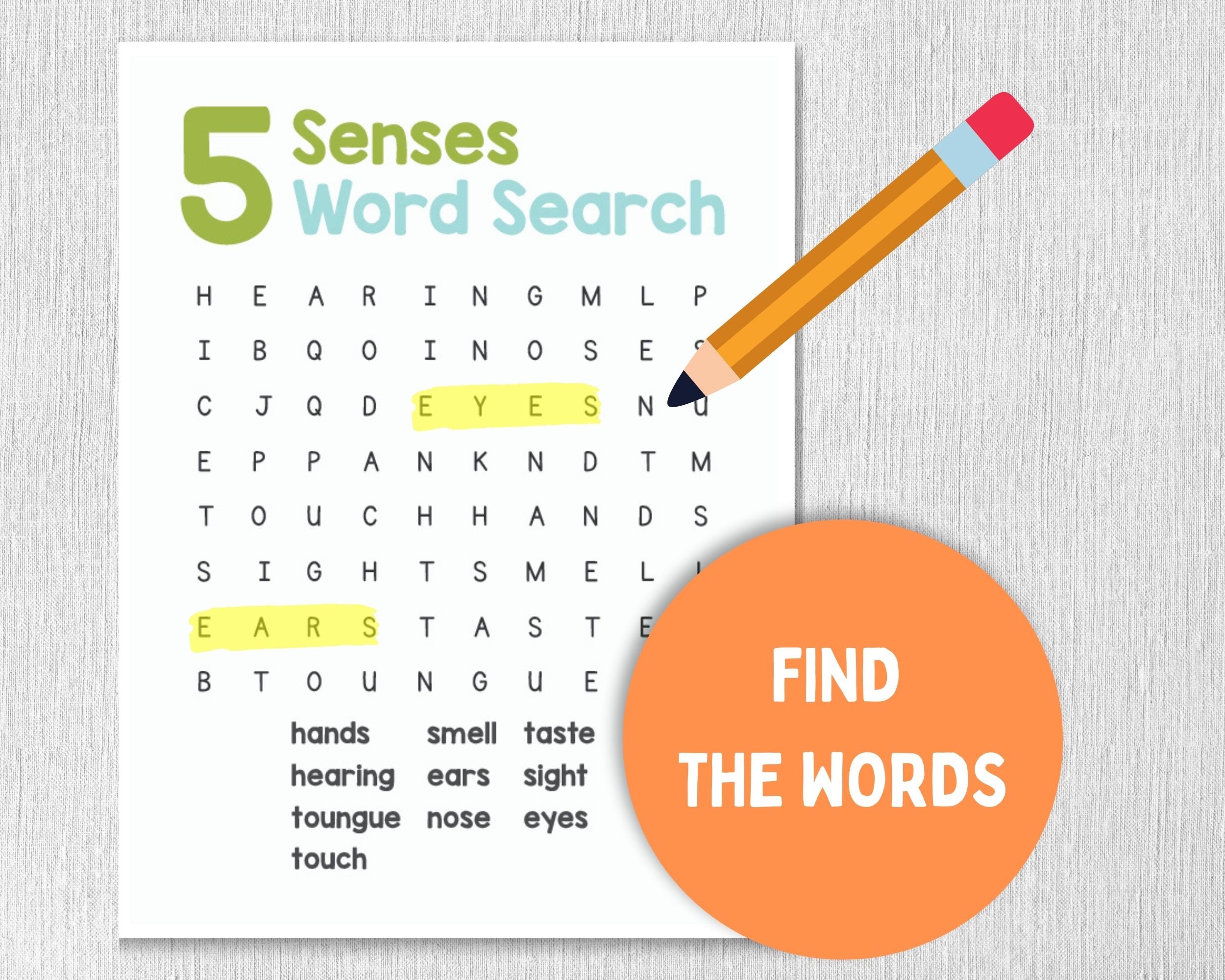 The Five 5 Senses Printable Worksheets for Kids Educational Activities ...