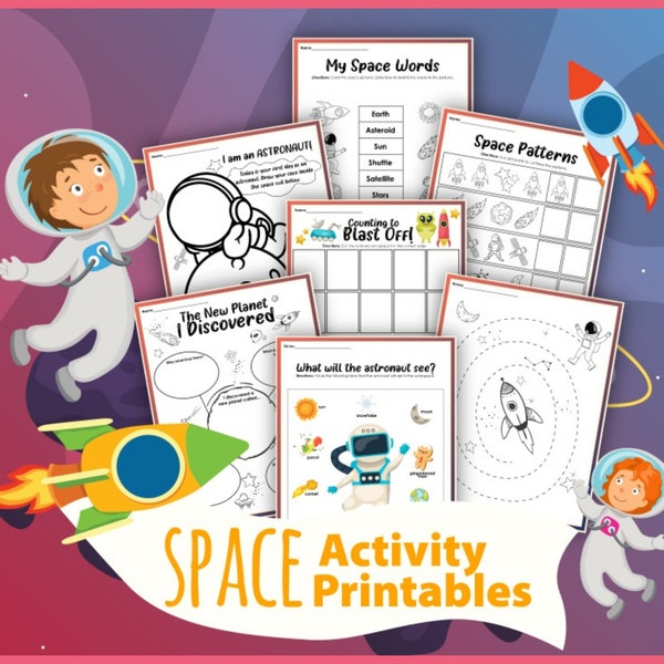 Space Preschool Worksheets - Etsy