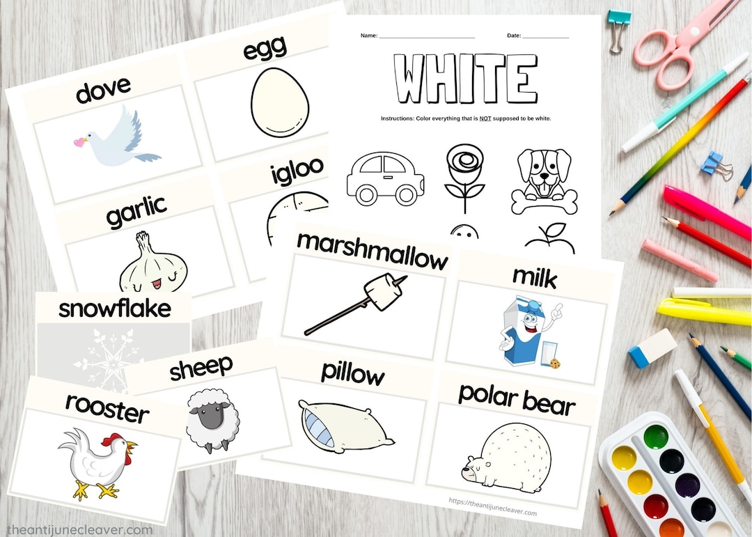 Learning About Colors Flashcards (WHITE) for Preschool & Kindergarten ...
