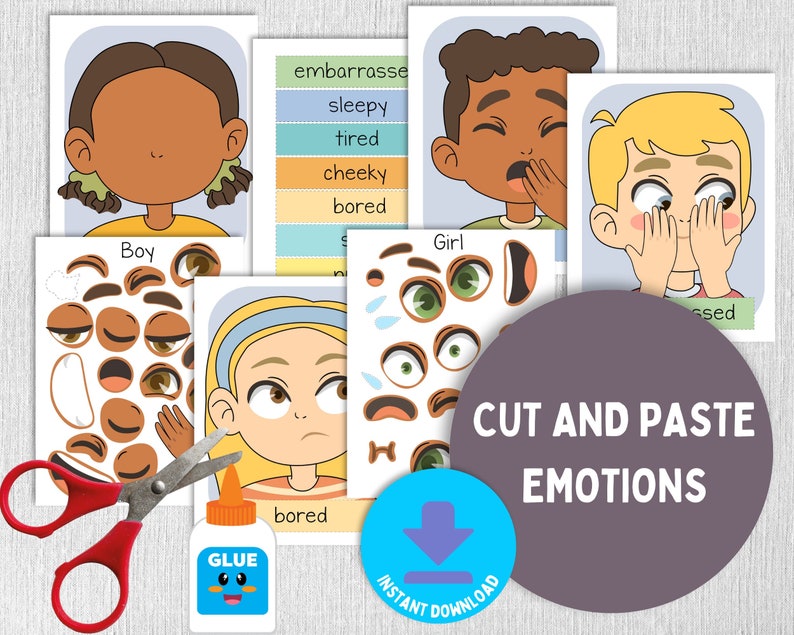 Emotions Cut and Paste Activity - Etsy