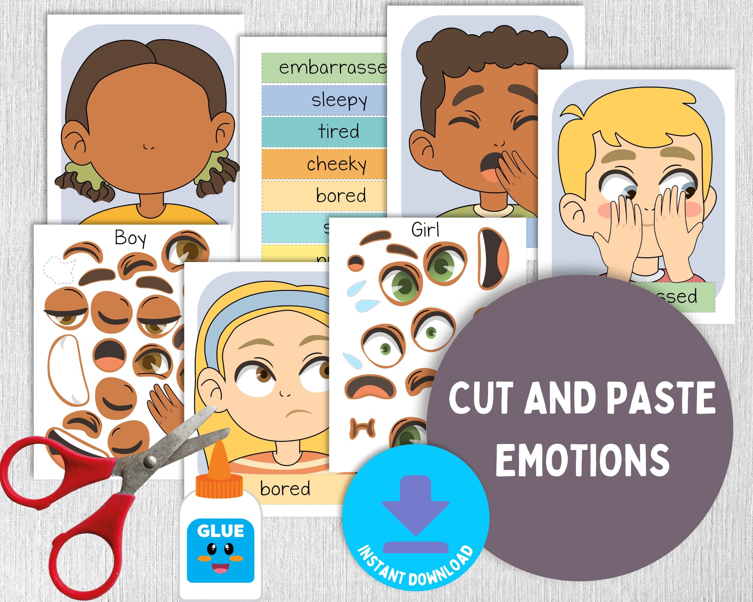 Emotions Cut and Paste Activity - Etsy