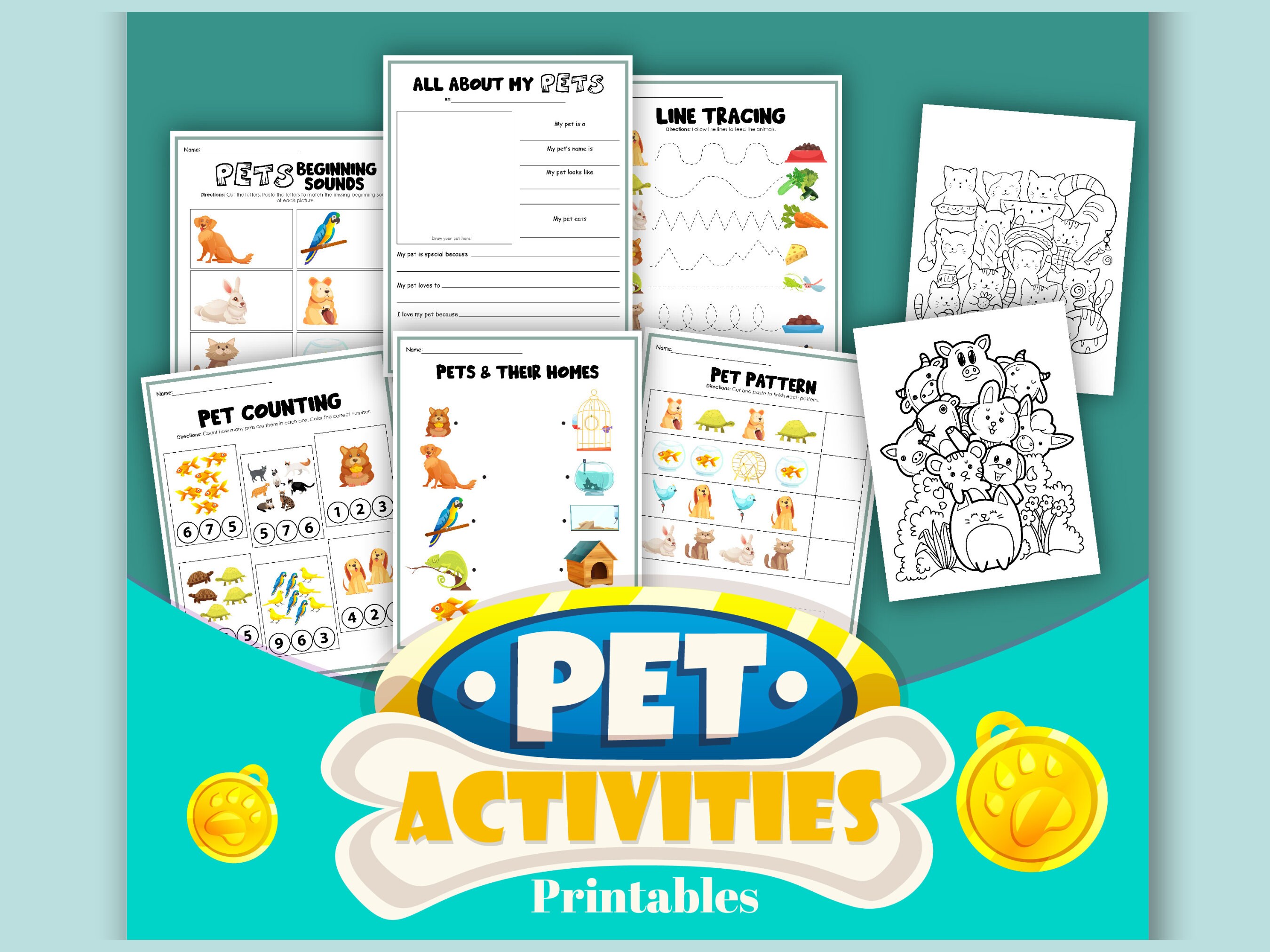 Animals Pets Printables for Kids - Educational Activities & Worksheets ...
