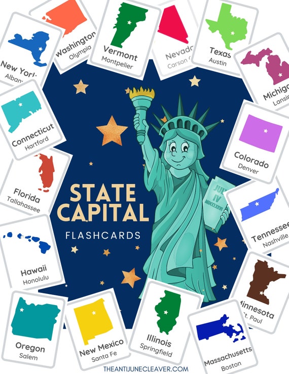 State Capitals Flashcards Set | Etsy