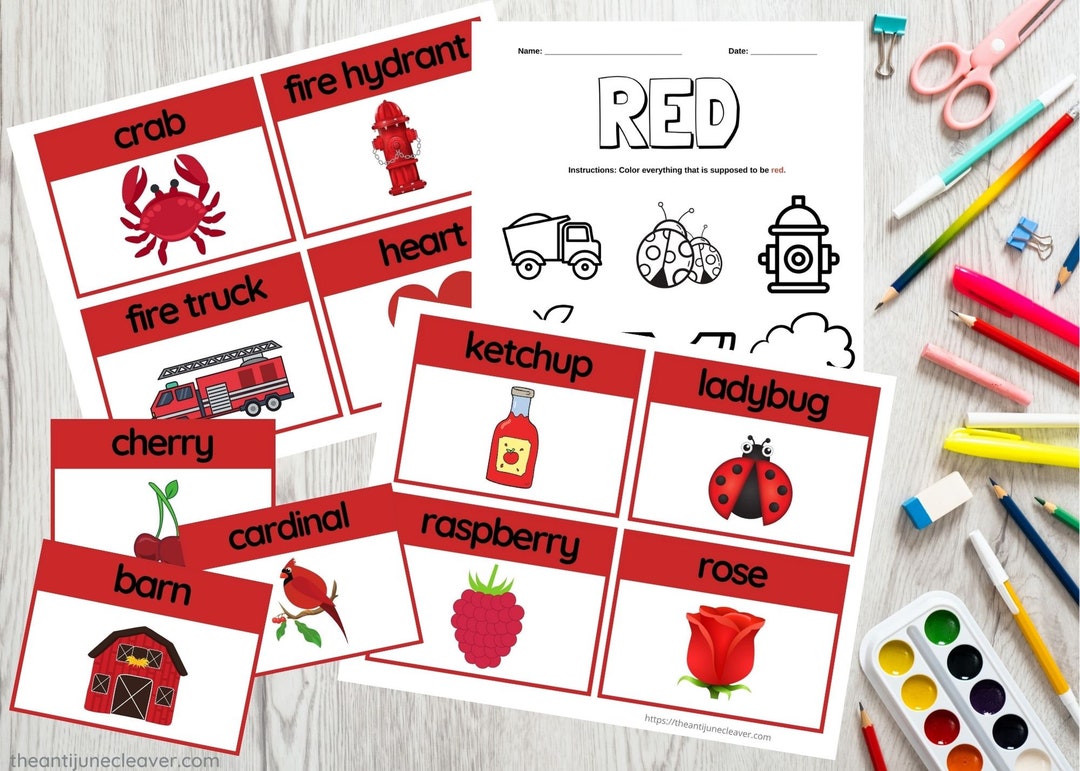 What Things Are Red? - Learning Colors Flashcards (digital PDF Download ...
