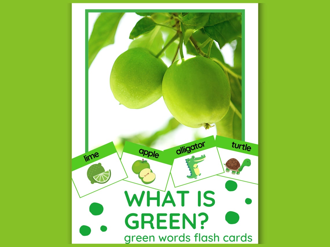 What Things Are Green? - Learning Colors Flashcards (digital PDF ...