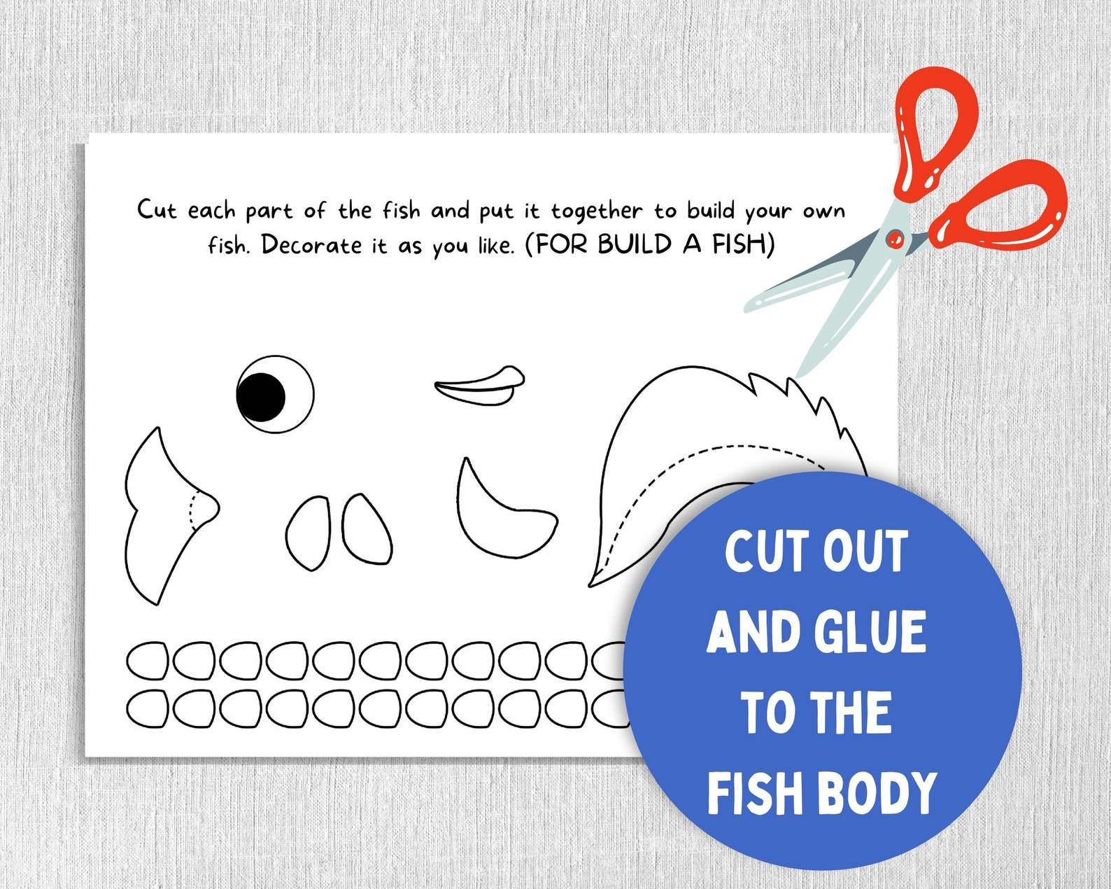 Parts of a Fish Kids' Activity Worksheet Printable - Etsy