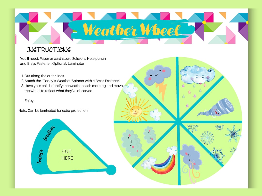 Weather Wheel and Spinner Printable Activity for Kids - Educational ...