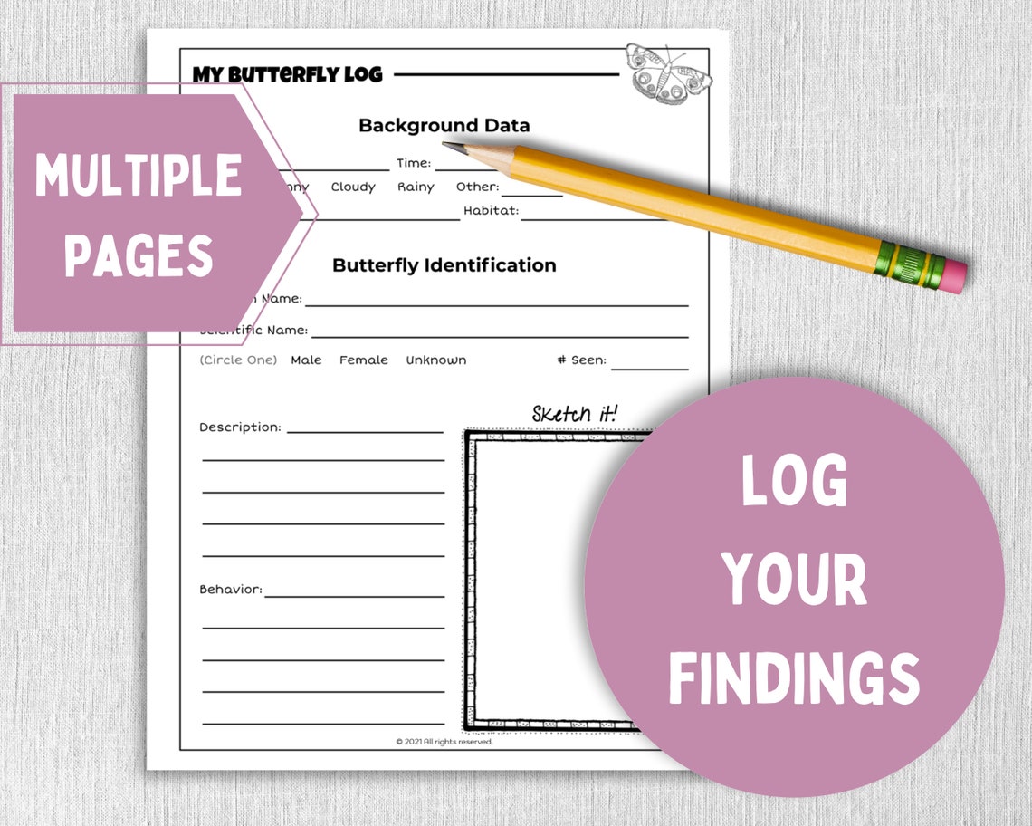 Butterfly Log Journal and ID Cards for Kids - Etsy