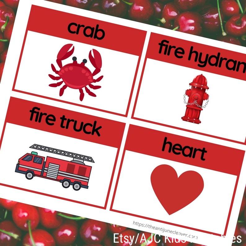 What Things Are Red Set of 16 Red Words Flashcards - Etsy