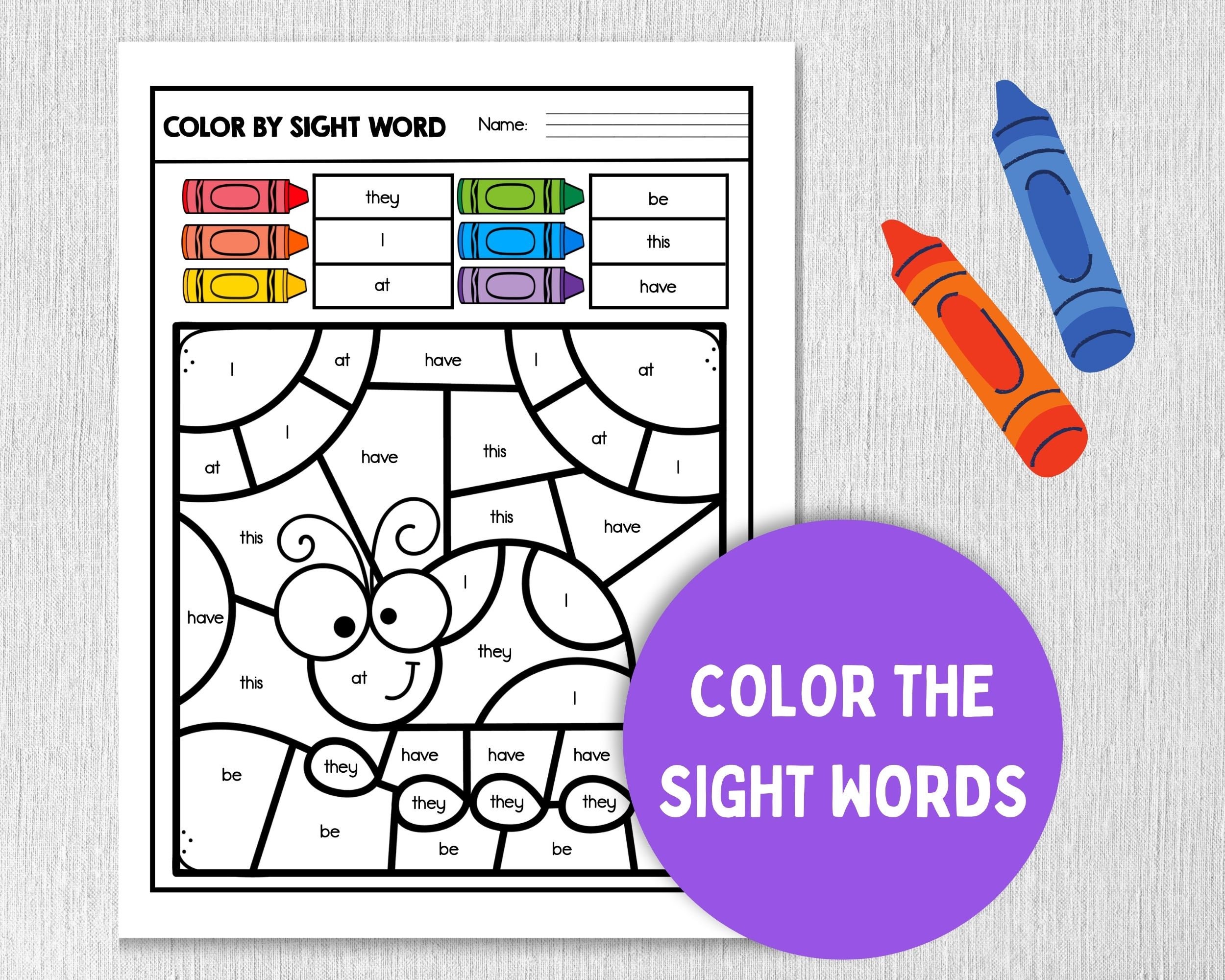 Hojas De Trabajo De Palabras Visuales Para Jardín De Infantes Para ...