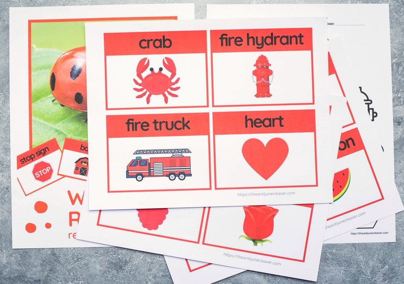 Learning About Colors Flashcards (RED) for Preschool & Kindergarten ...