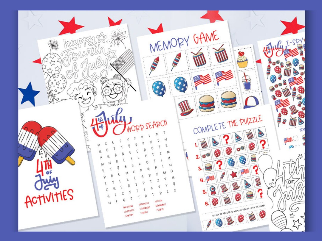 July 4th Printable Activity Worksheets for Kids - Kindergarten ...