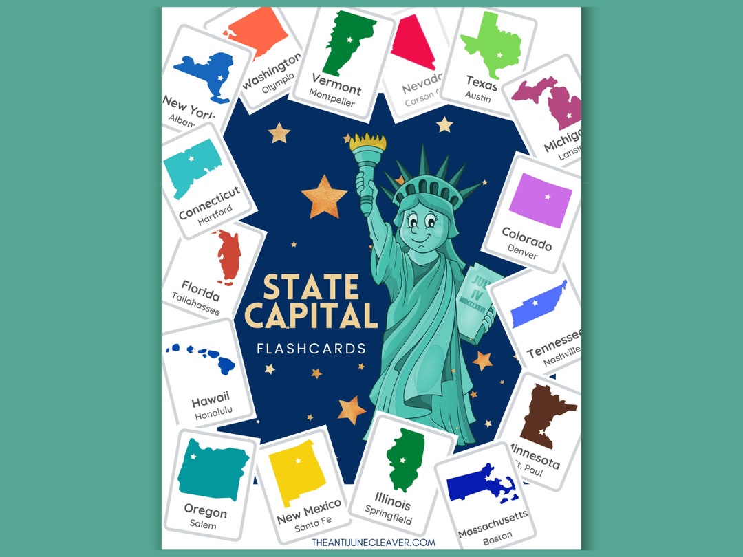 State Capitals Flashcards Set - Etsy