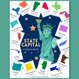State Capitals Flashcards Set - Etsy