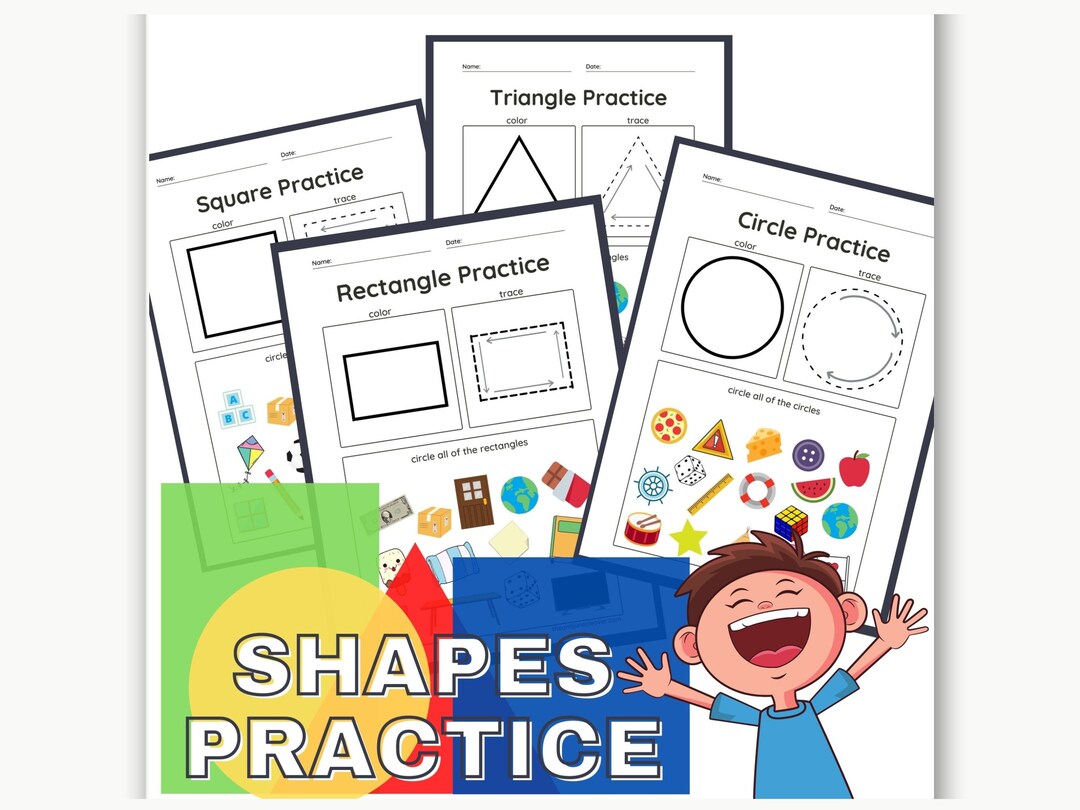 Shapes Printable Worksheets - Etsy
