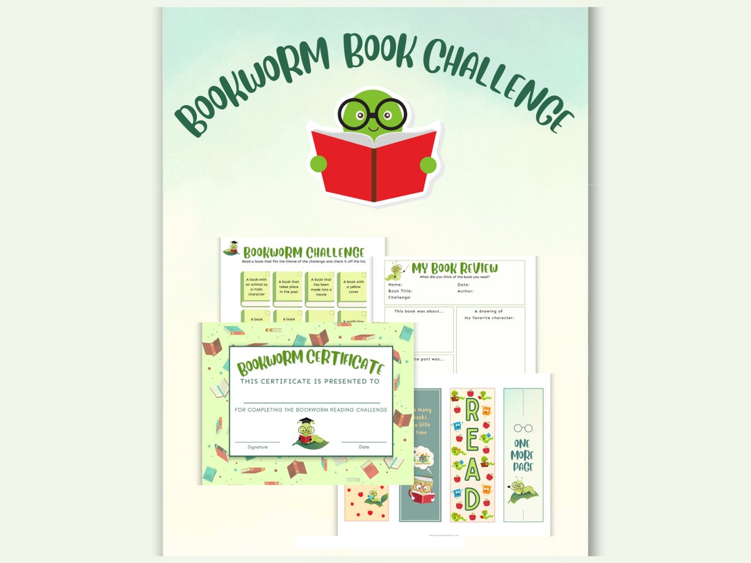 Bookworm Kids Reading Challenge (digital PDF Download) - Etsy