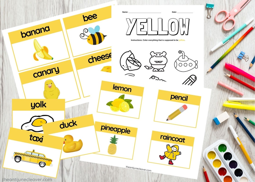 Learning About Colors Flashcards (YELLOW) for Preschool & Kindergarten ...
