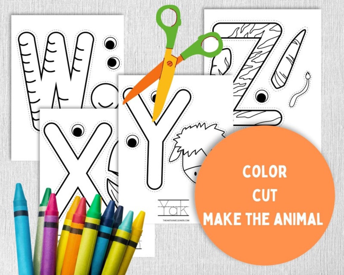 A-Z Animal Alphabet Worksheets and Craft - Cut Out and Make Animal ...