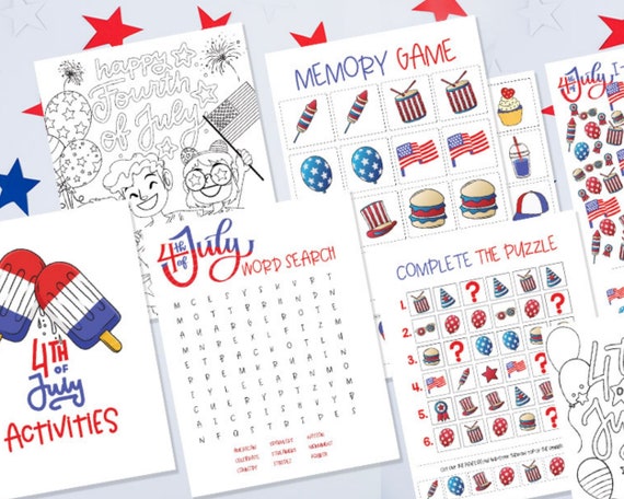 July 4th Printable Activity Worksheets for Kids - Etsy