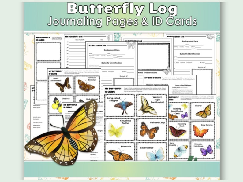 Butterfly Log Journal and ID Cards for Kids - Etsy