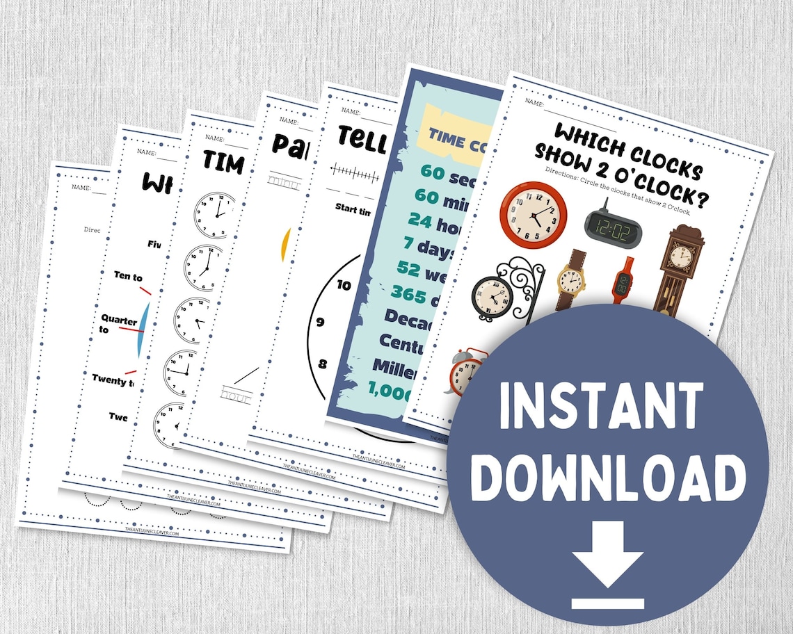 Telling Time and Parts of a Clock Printable Worksheets for Kids ...