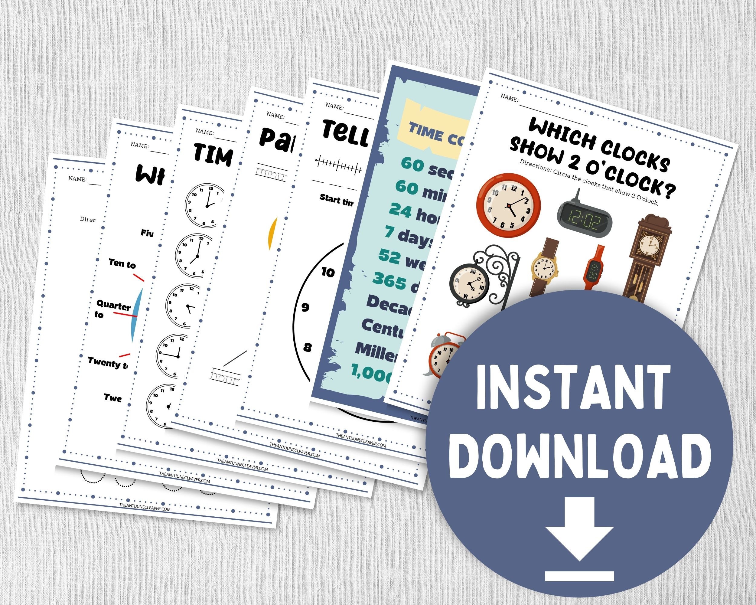 Telling Time and Parts of a Clock Printable Worksheets for Kids ...