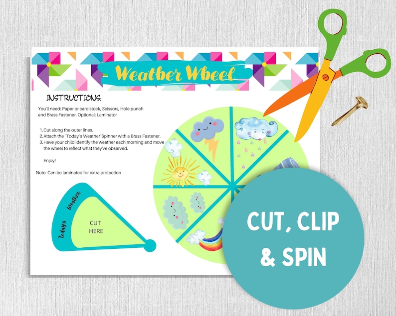 Weather Wheel & Spinner – Printable Kids Activity (digital PDF Download ...