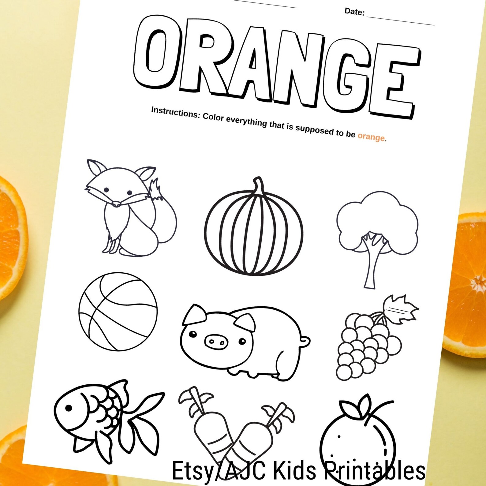 What Things Are Orange Set of 16 Orange Words Flashcards - Etsy