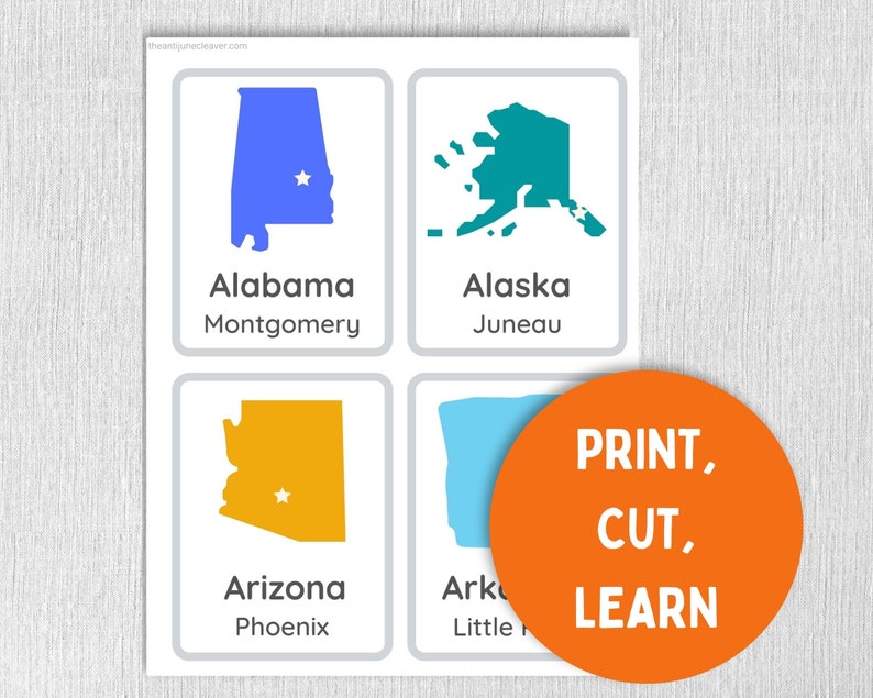 State Capitals Flashcards Set - Etsy