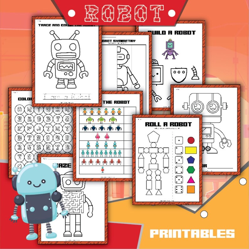 Robot Worksheet Printables for Kids Educational Activities & | Etsy