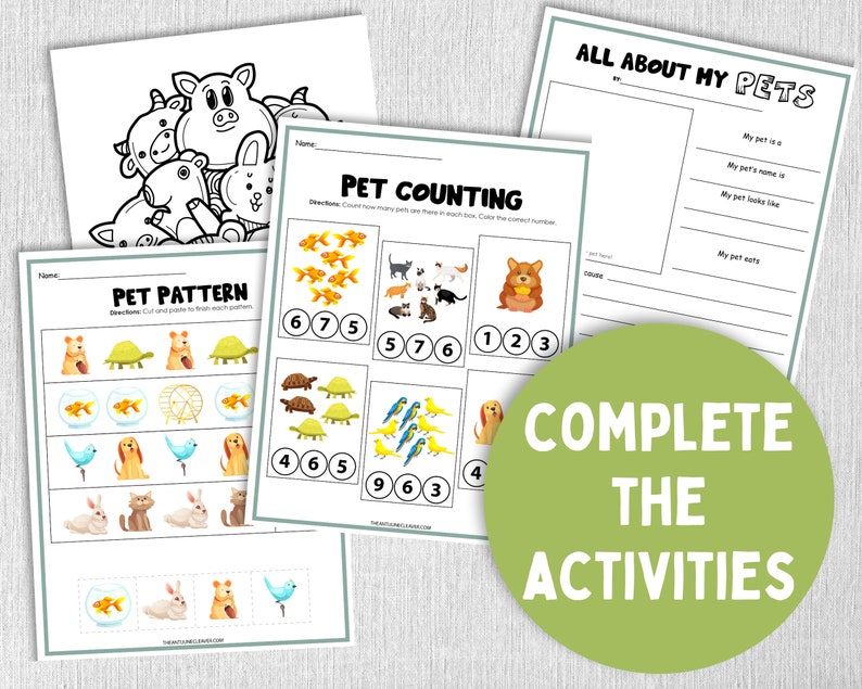 Pets Activity Printable - Fun, Educational Animal Worksheets (digital ...