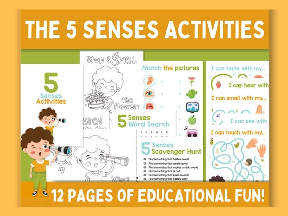 The Five 5 Senses Printable Worksheets for Kids - Etsy