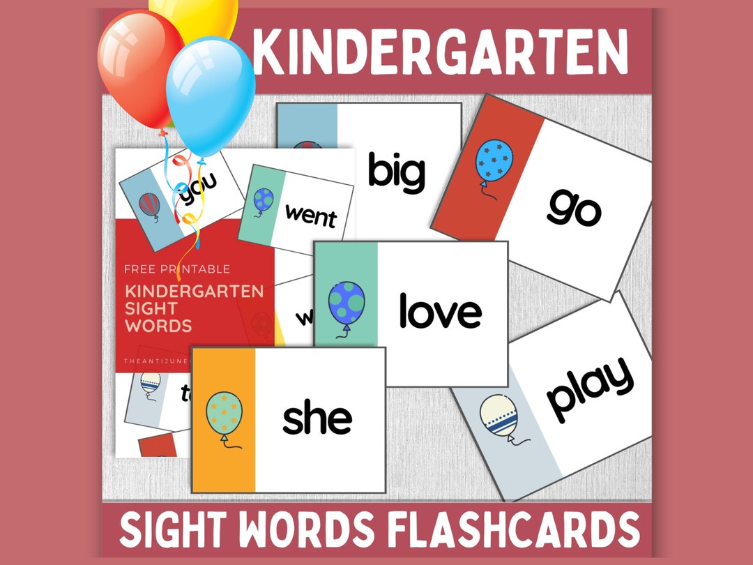 Kindergarten Sight Words Flashcards - Educational Kindergarten Flash ...