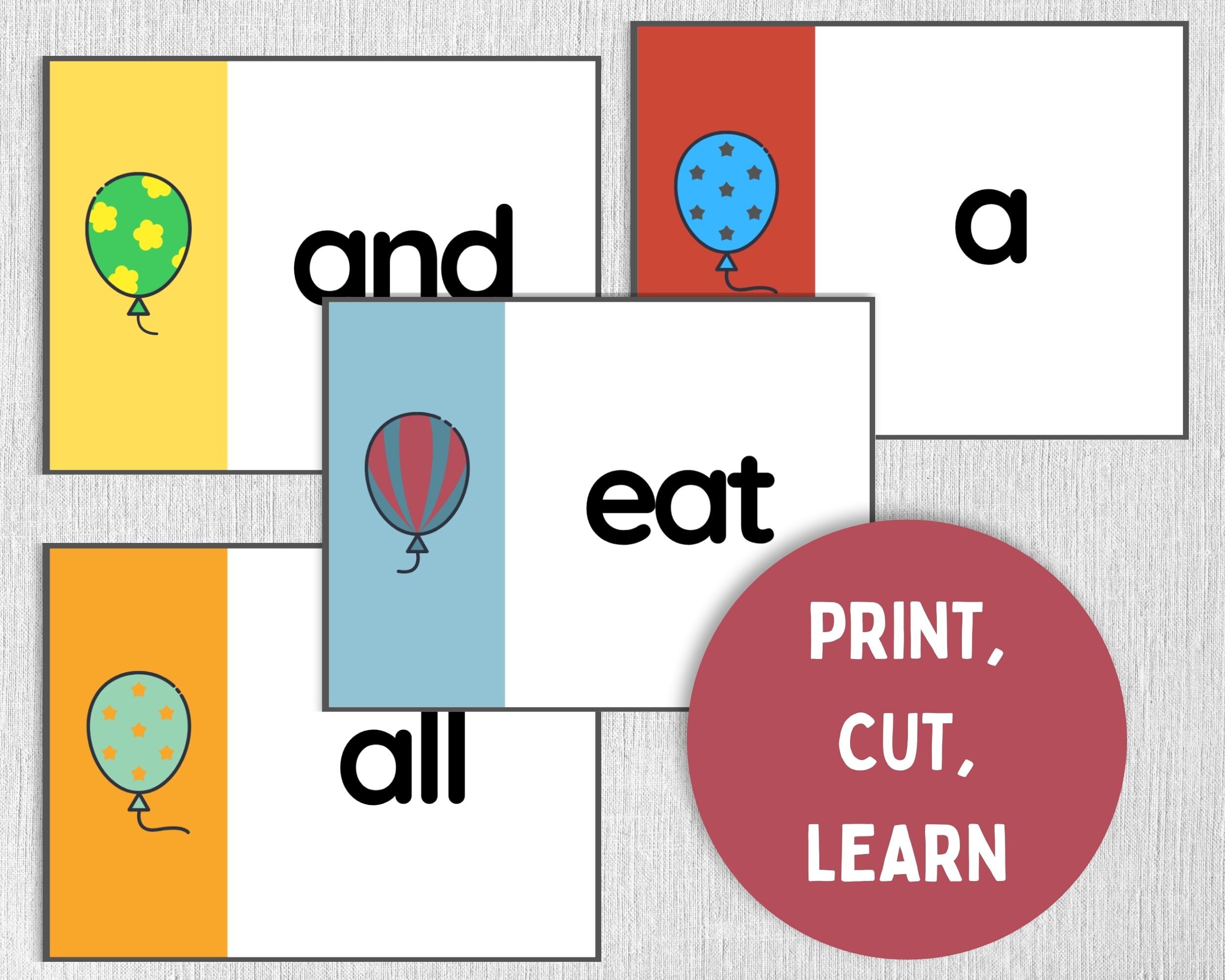 Kindergarten Sight Words Flashcards Educational Kindergarten Flash ...