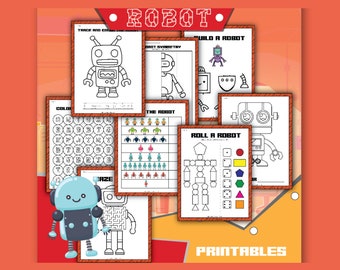 Robot Worksheet Printables for Kids Educational Activities & - Etsy