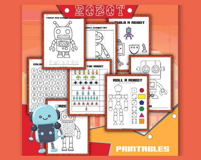 Robot Worksheet Printables for Kids Educational Activities & - Etsy